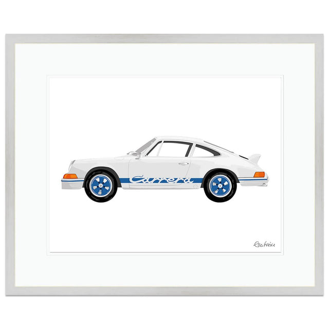 Ella FREIRE -Porsche Carrera RS | Blue | Art Print – Historic Car Art
