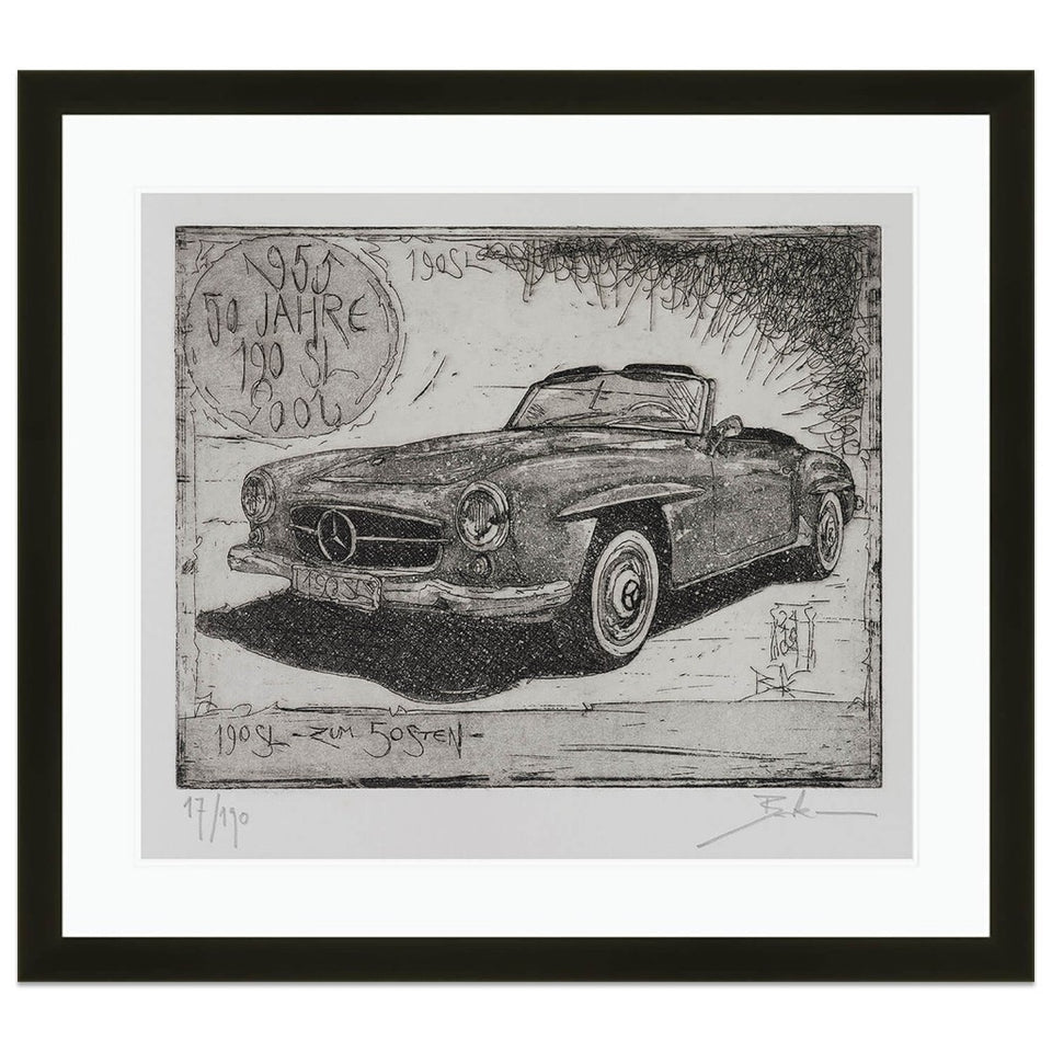 Dirk BECKER -Mercedes-Benz SL190 | Etching – Historic Car Art
