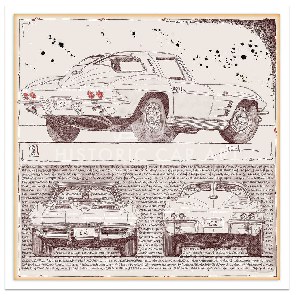 Dirk BECKER -Corvette C2 Coupe | 1963 | Triple View | Art Print ...
